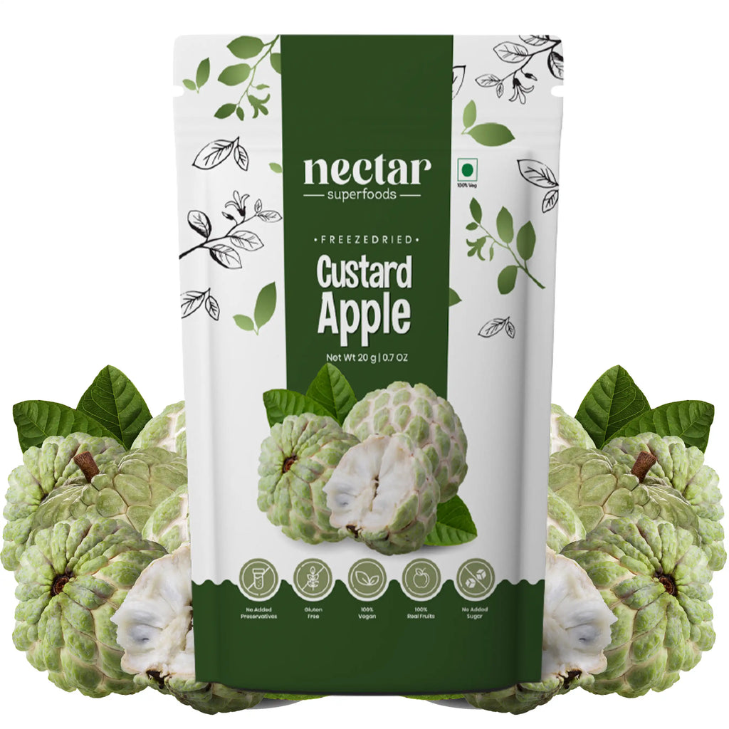 NECTAR SUPERFOODS- FREEZE DRIED CUSTARD APPLE CUBES- PACK OF 2 UNITS 20 ...
